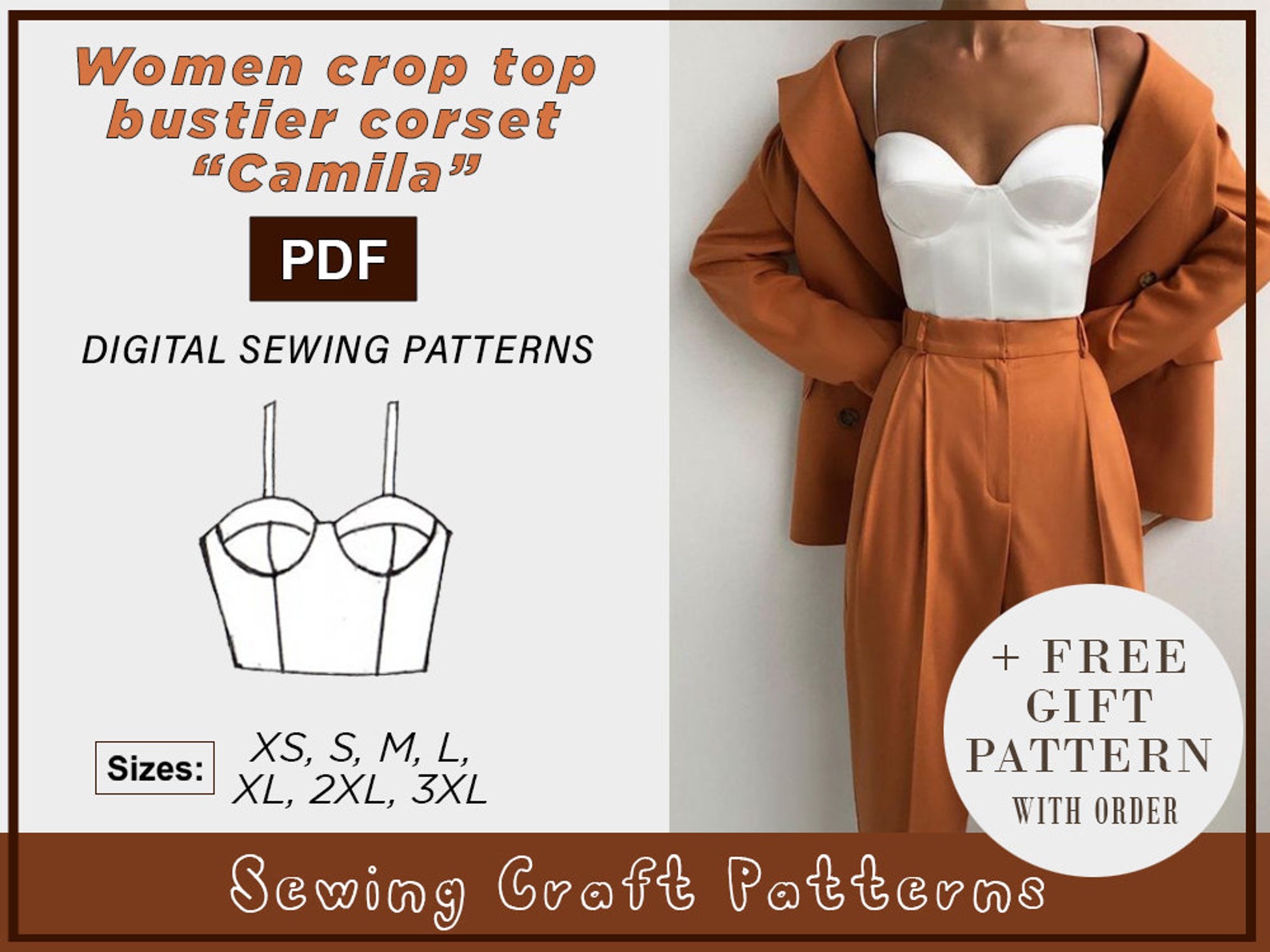 SEWING Bustier Pattern Women Pdf Sewing Pattern Pack 7 Size - Etsy