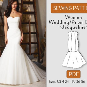 Sewing PATTERN Women Wedding/prom Dress Bundle, Bundle Dress, XS to 2XL ...