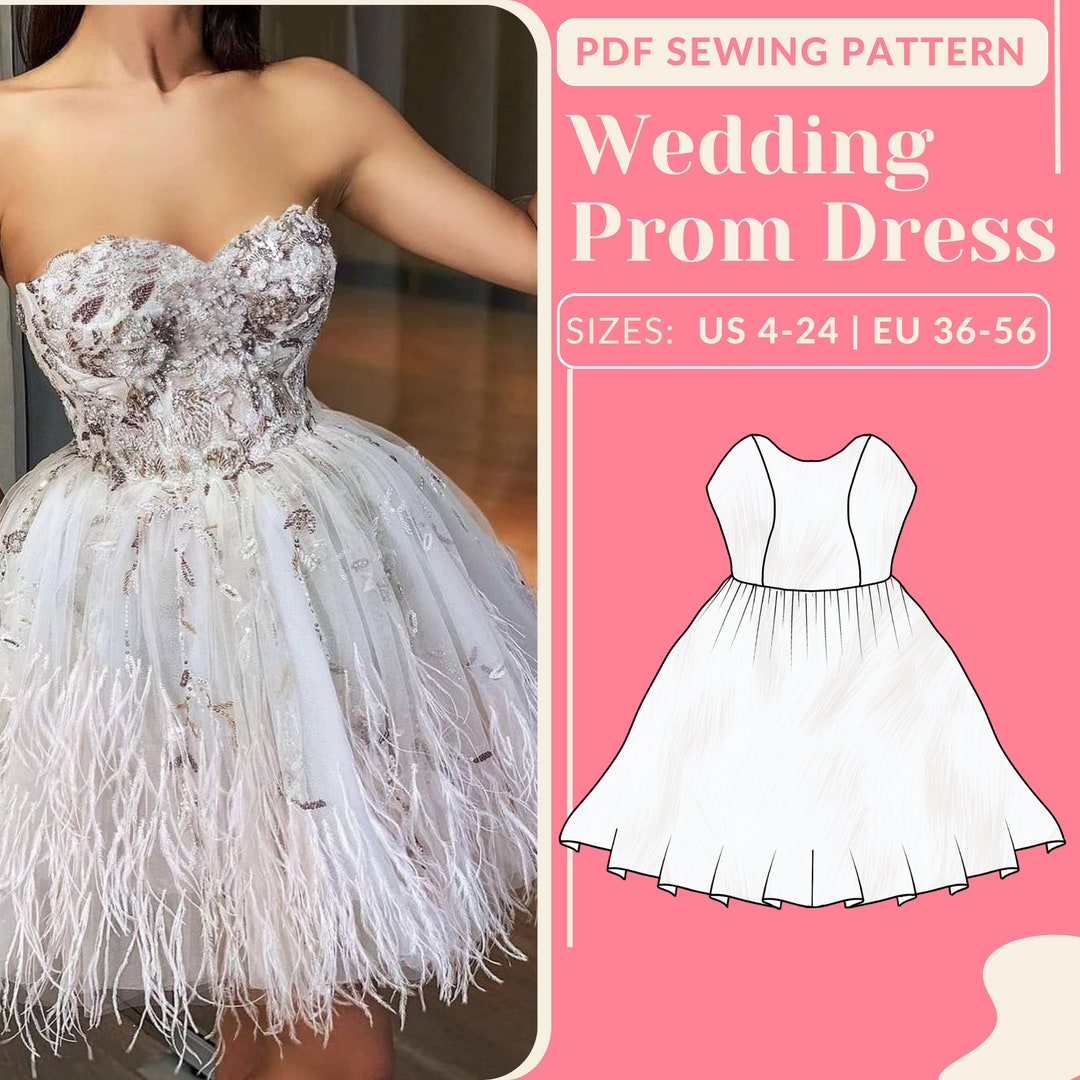 Sewing PATTERN Women Wedding Prom Dress, Digital PDF Sewing Pattern ...