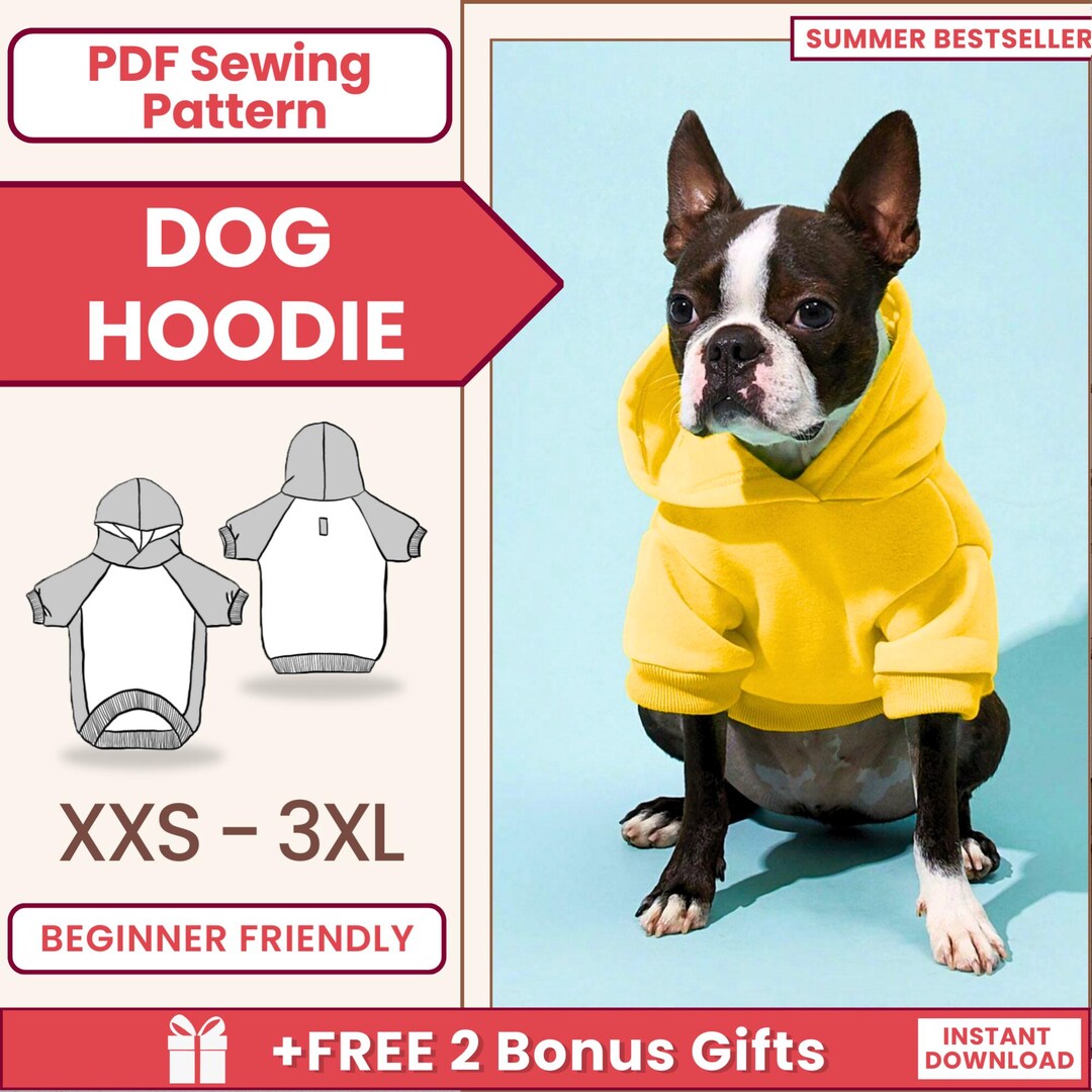 Dog Hoodie Sewing Pattern, Dog Sewing Pattern, Dog Sweater Sewing ...