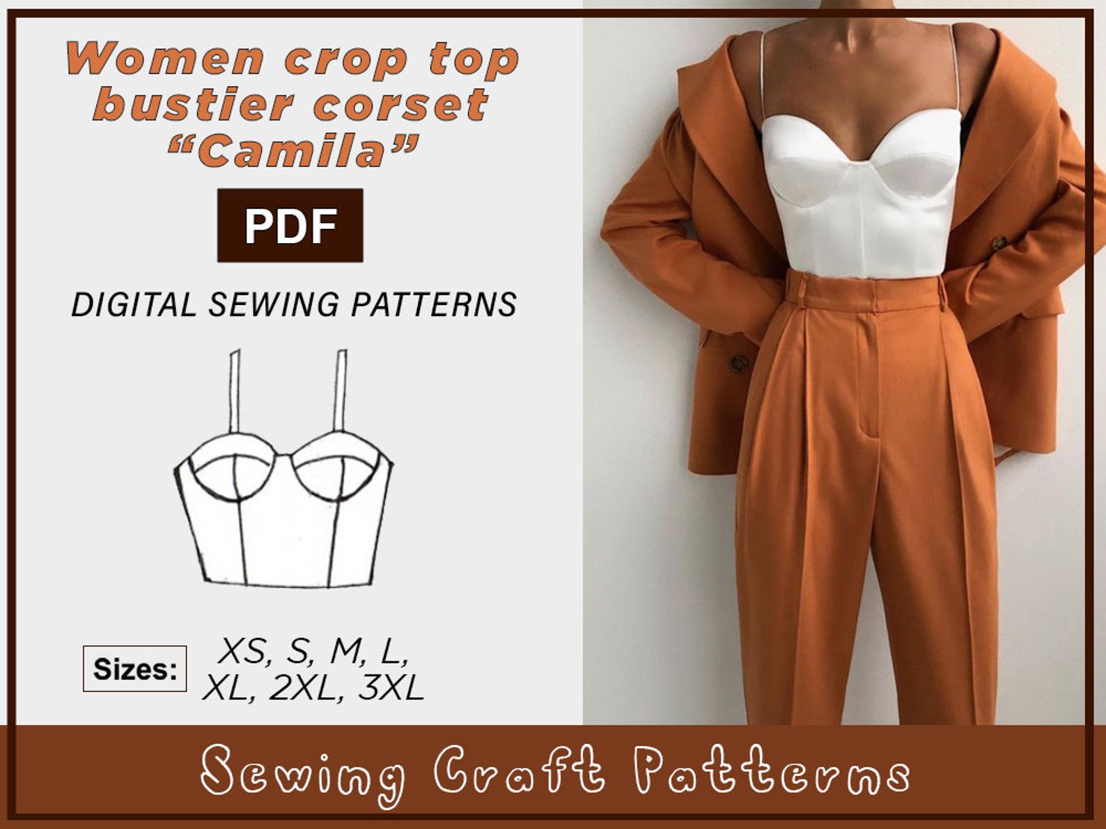 SEWING Bustier Pattern Women Pdf Sewing Pattern Pack 7 Size - Etsy