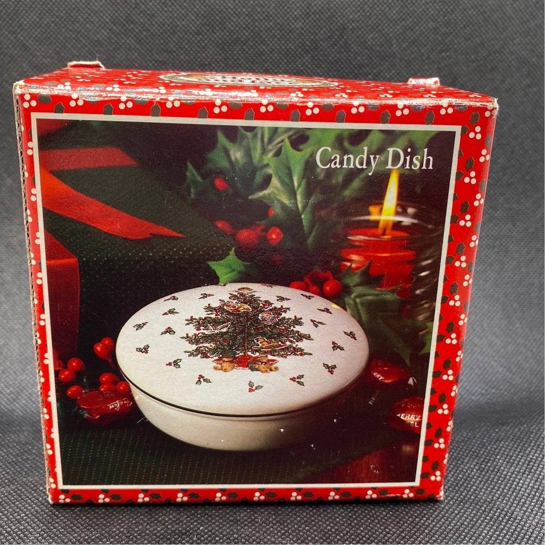 Vintage 1980's Vintage Christmas Candy Dish by Wallace Company - Holly ...