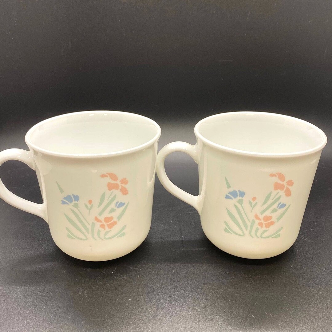 Corelle Stencil Garden Pattern Corning Ware Tea Cup Coffee Mugs 1980s ...