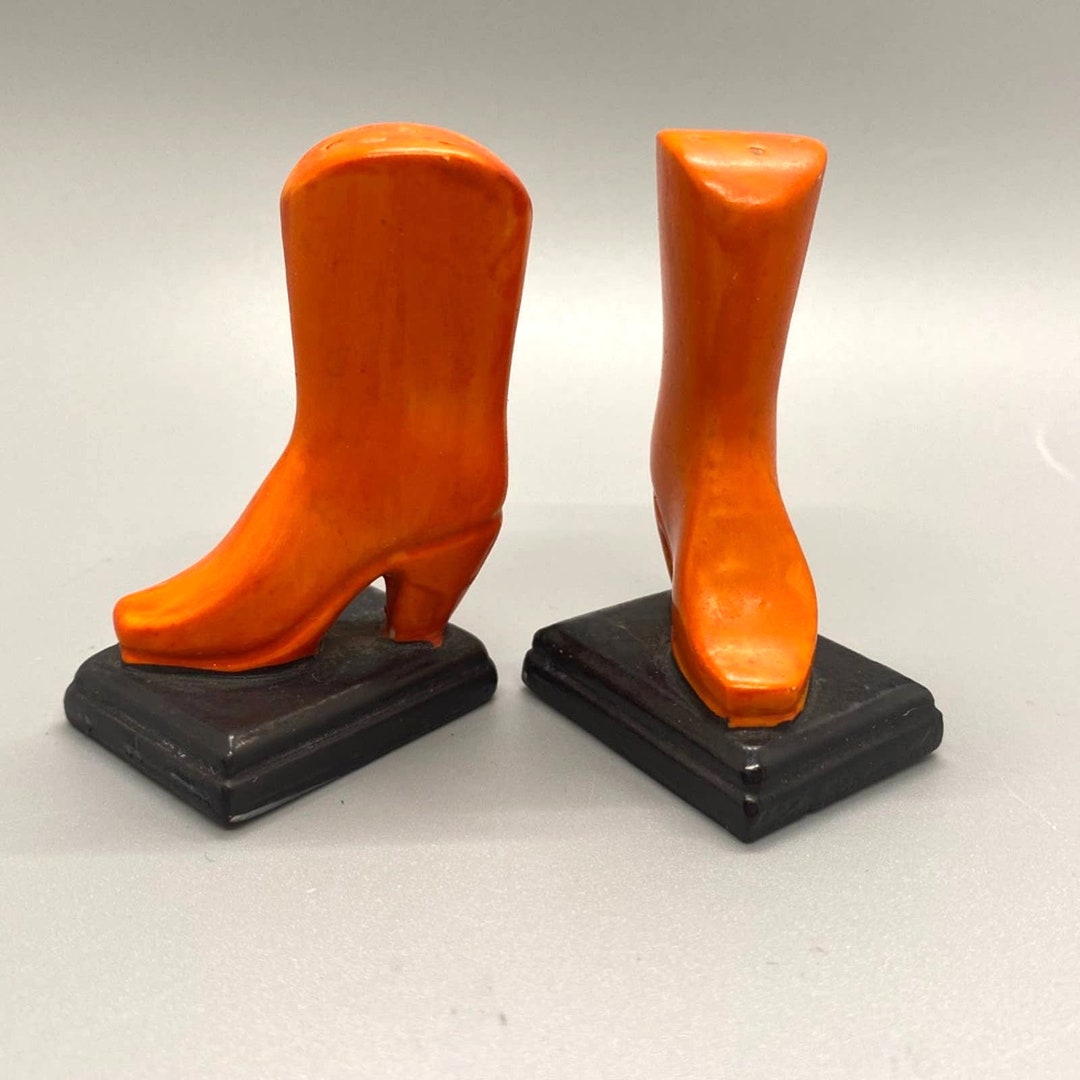 Vintage Women's High-heel Boots Salt & Pepper Shakers Orange 1950s MCM ...