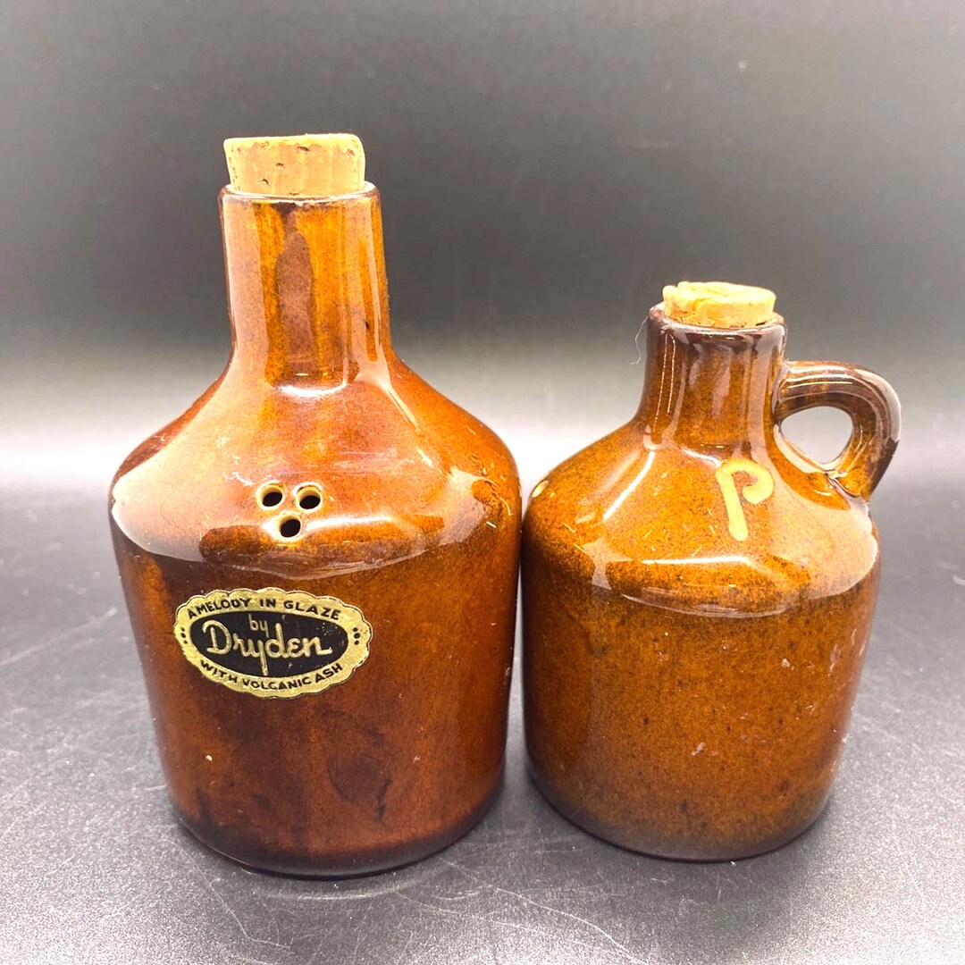 Brown Dryden Jug Salt and Pepper Shakers With Volcanic Ash - Etsy