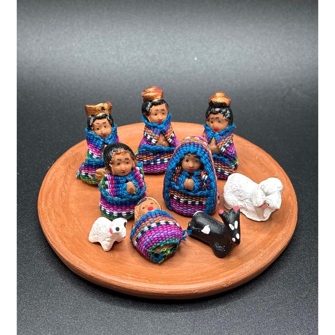 Handmade Clay Nativity Set Guatemalan Christmas Small Nativity Set of 9 ...