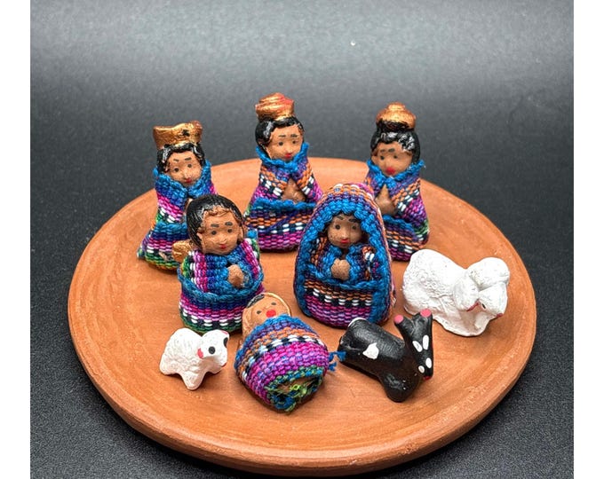 Handmade Clay Nativity Set Guatemalan Christmas Small Nativity Set of 9 ...