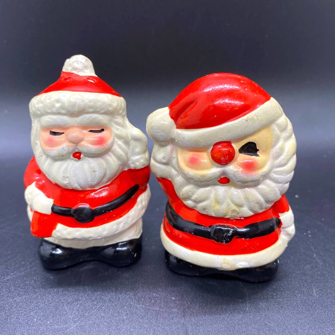 Vintage Christmas Paper Mache Winking Santa Salt and Pepper Shaker ...