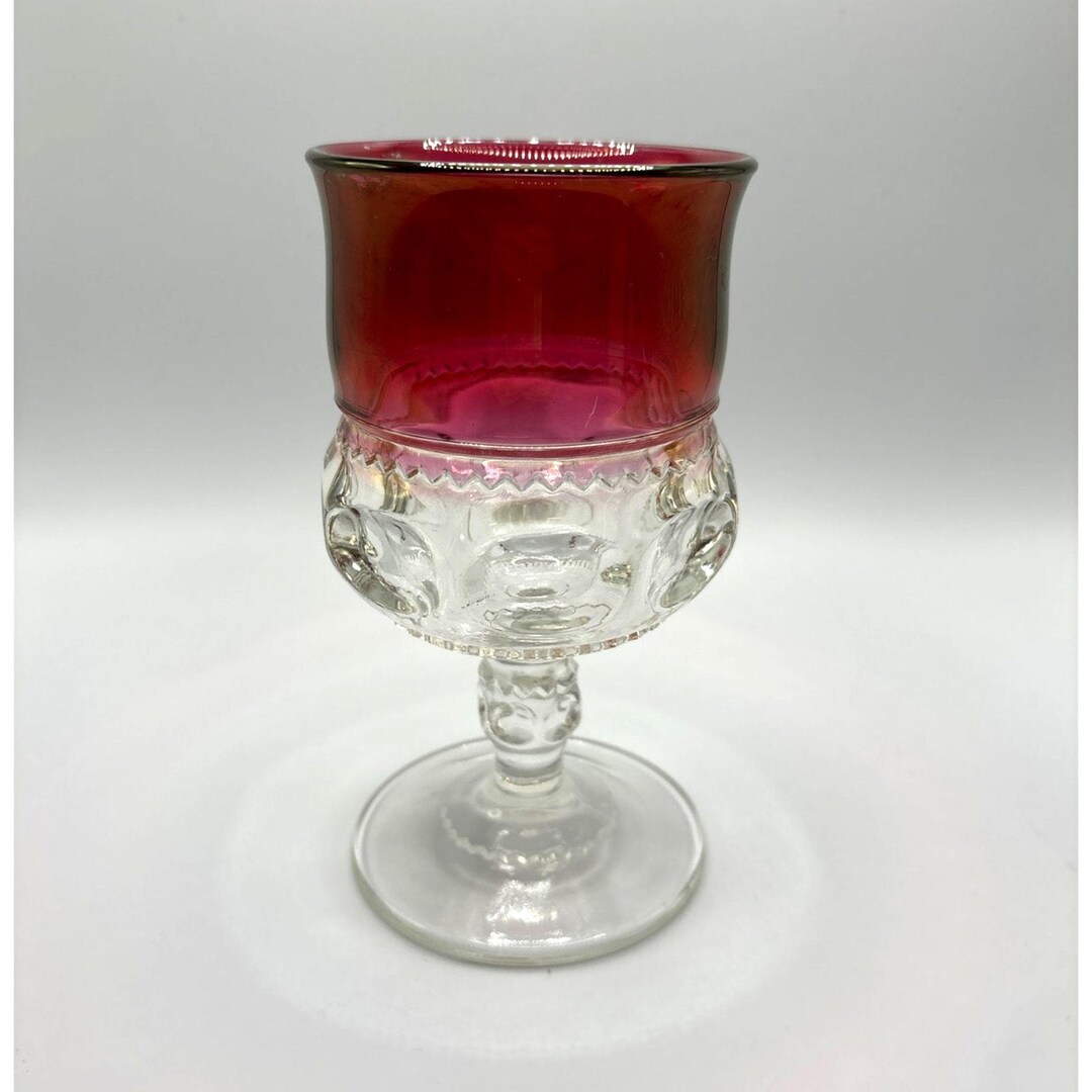 Vintage Indiana Tiffin Kings Crown Pattern Ruby Red Glass Goblet 5 3/4 ...