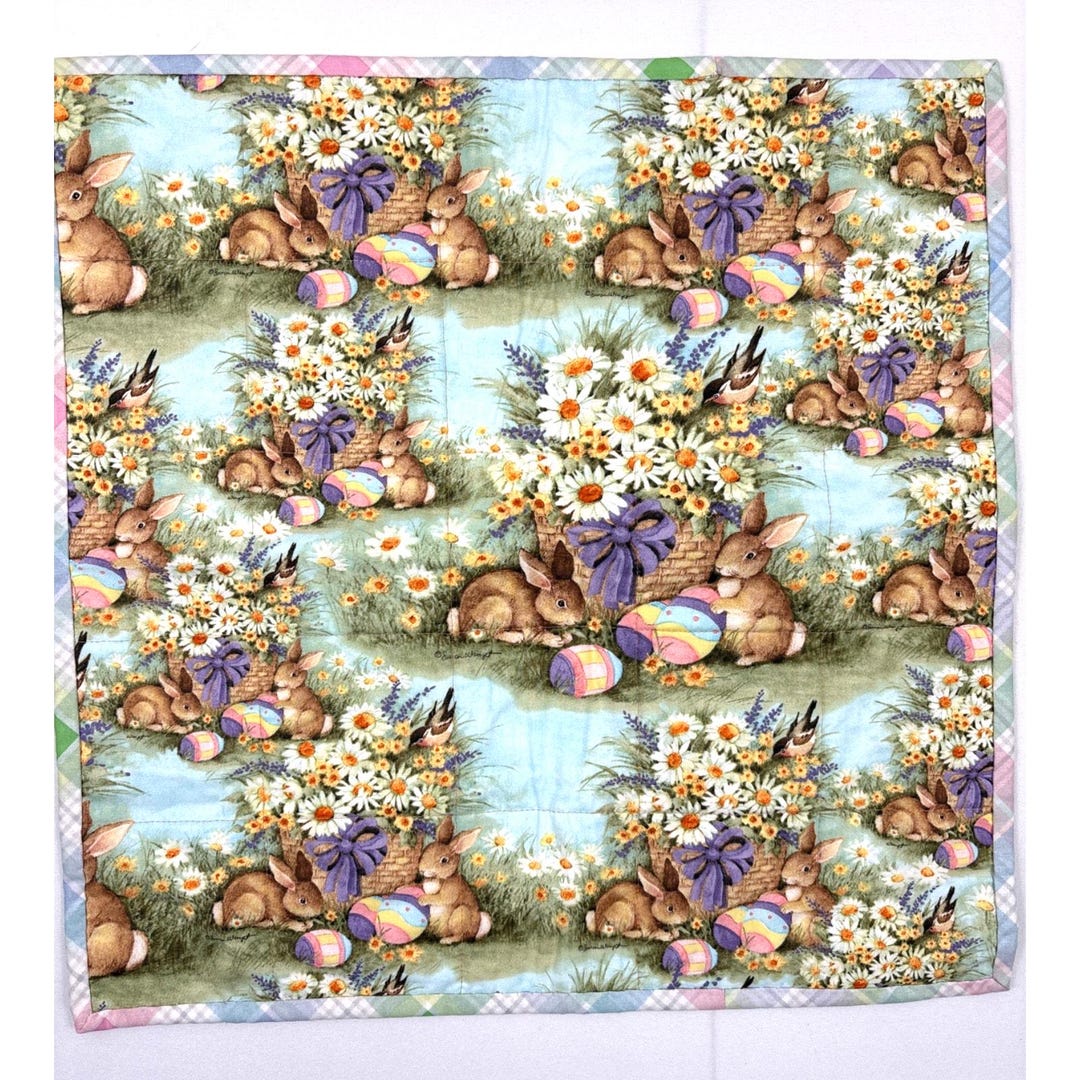 Susan Winget Garden Bunnies Easter Fabric Reversible Centerpiece ...