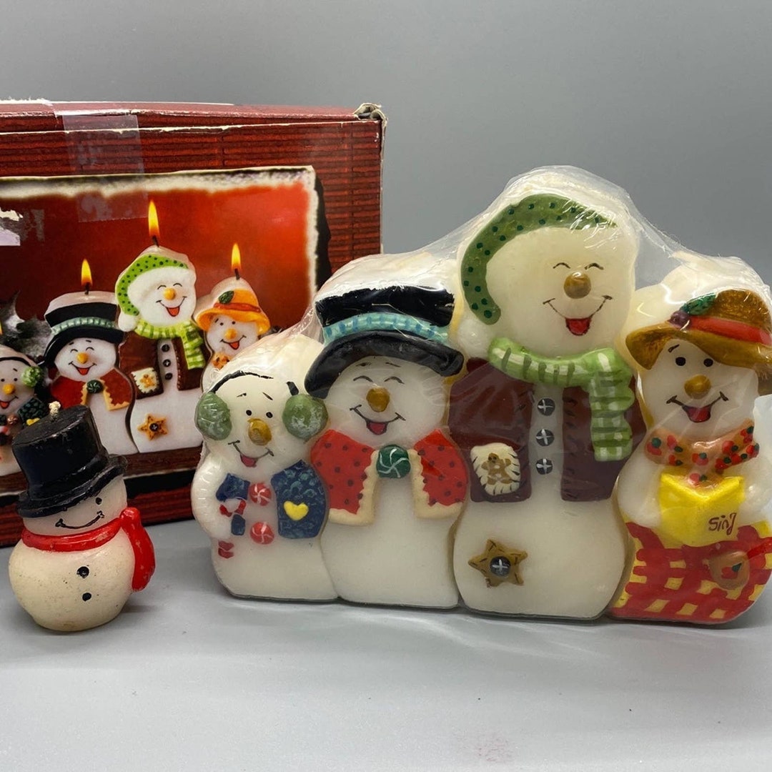 Snowman Carolers Candles Snow Friends Fit-together With Mini Vintage ...