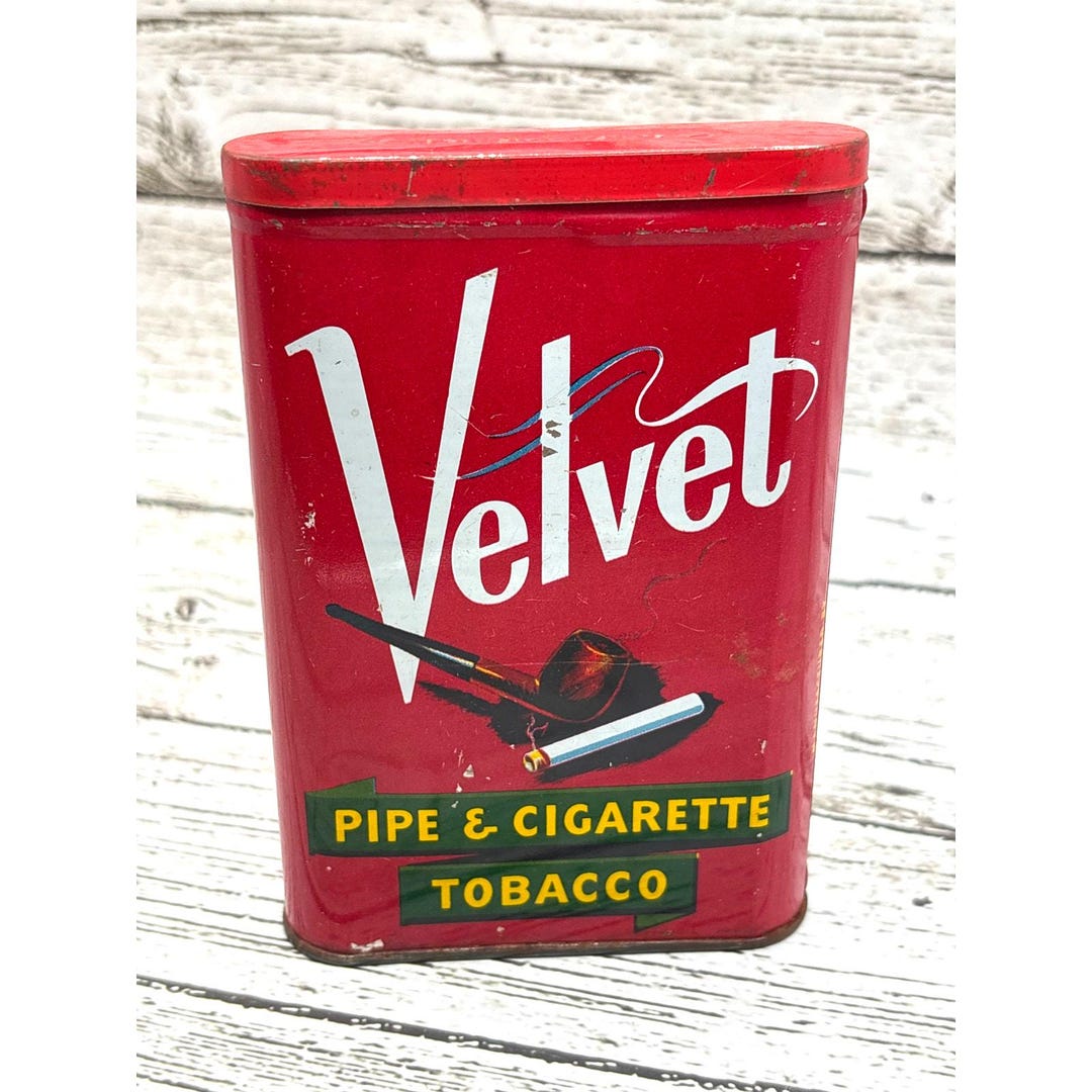 Vintage Velvet Tobacco Tin Pipe and Cigarette Tobacco “america's ...