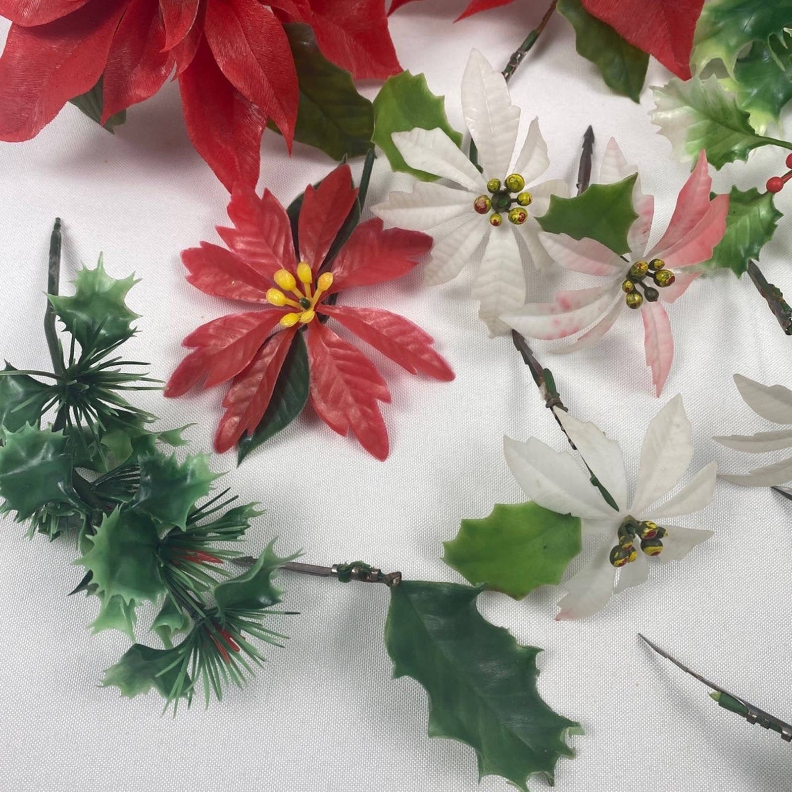 Collection of Vintage Christmas Greenery Picks Flocked Holly - Etsy