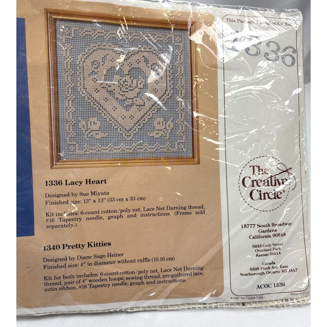 The Creative Circle 1980s Lace Net Darning Kit Lacy Heart #1336 NOS ...