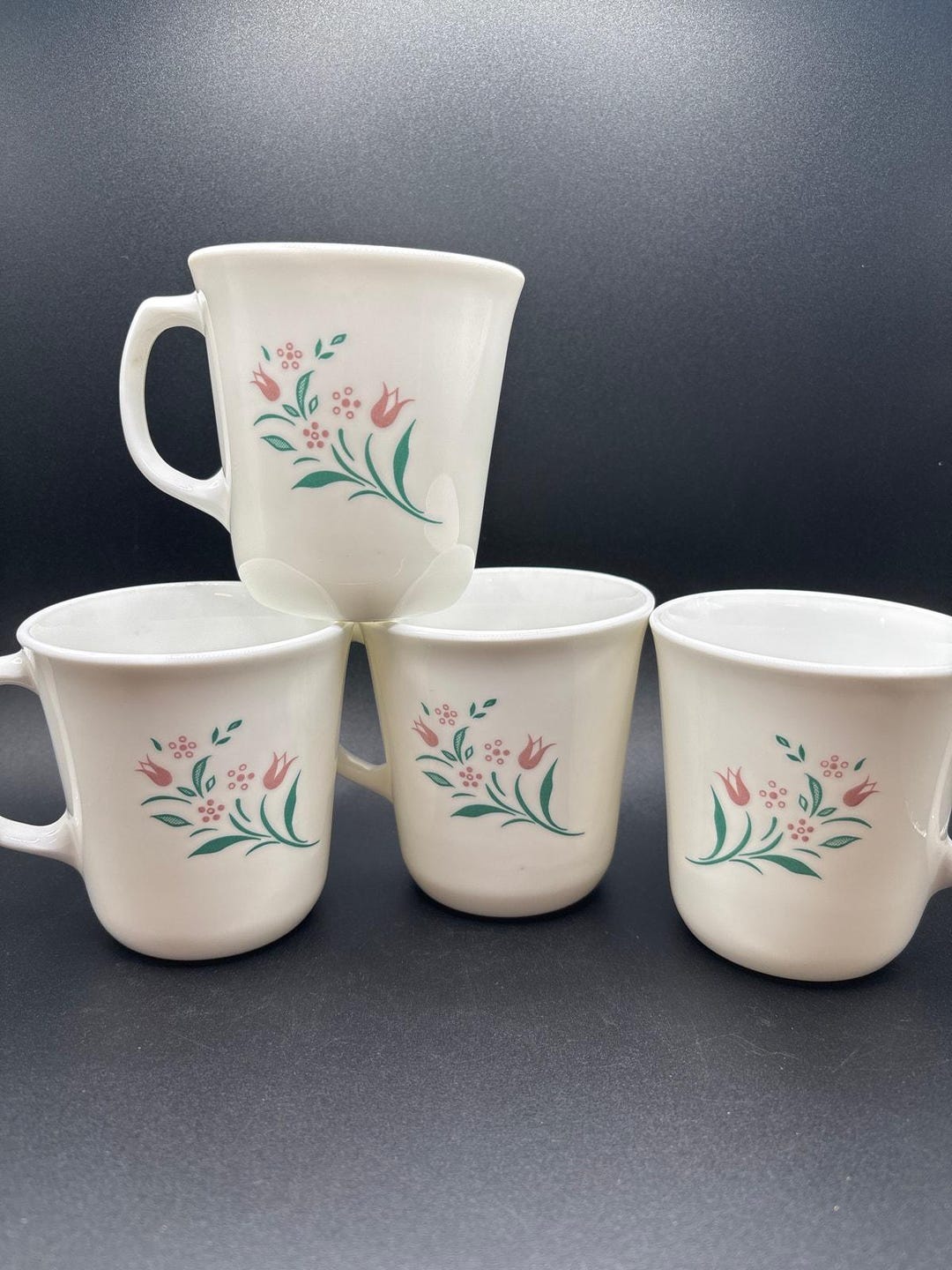 Vintage Corelle 'rosemarie' Tulip Mugs Set of 4 Coffee Cups 1990s ...