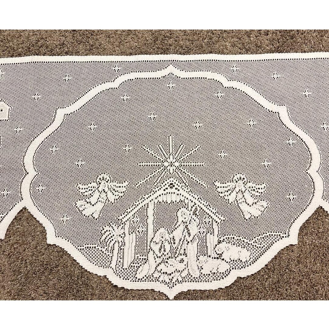 Scalloped Long White Lace Nativity Scene Table Runner Christmas Scene ...
