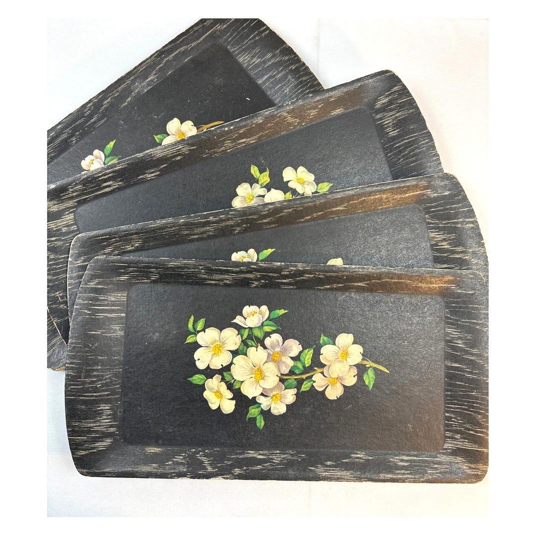 Vintage 1950s Kentley Floral Tray Set, Cottage Core Decor, Made in USA ...