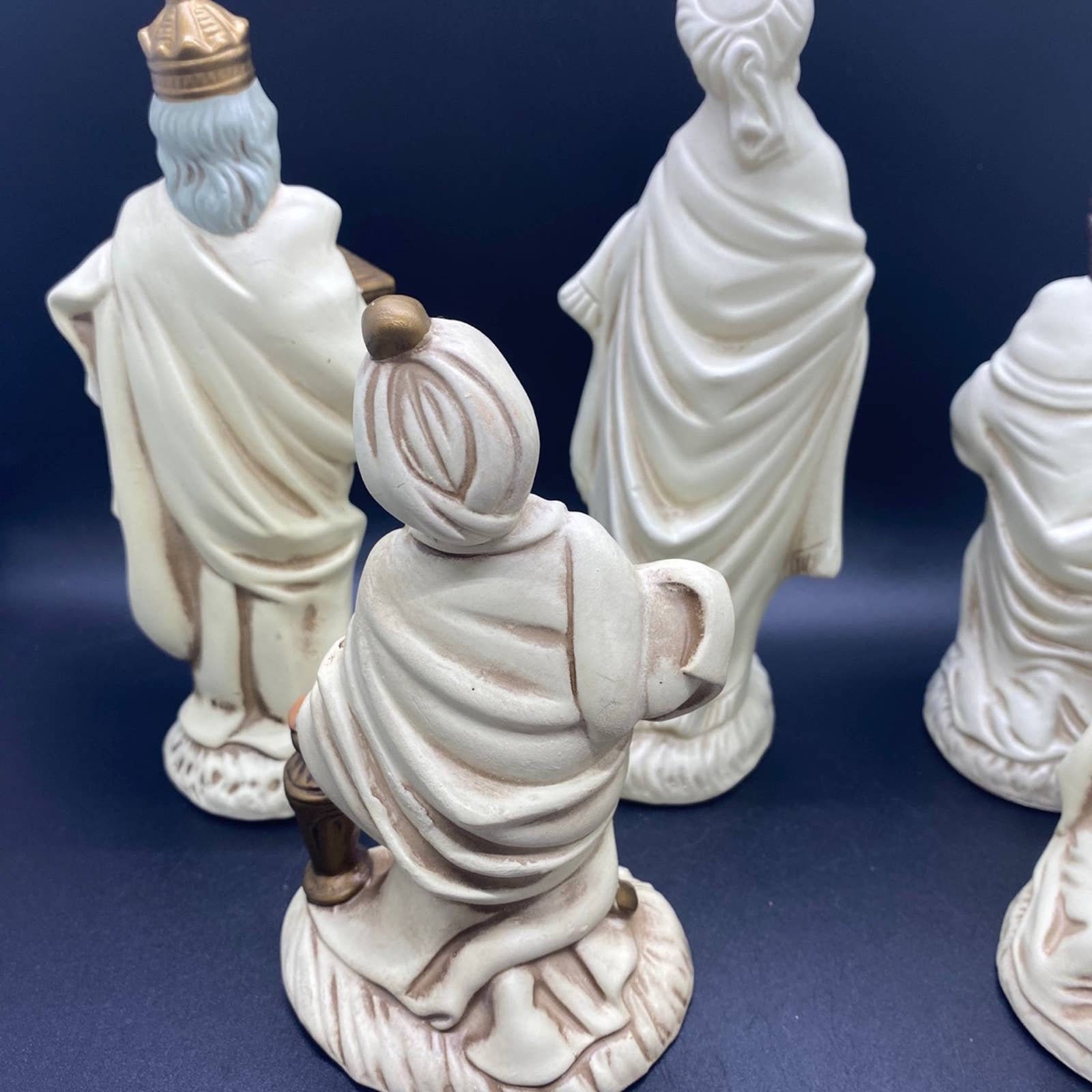 Vintage Nativity Set Chalkware Composite Mary Joseph Baby Jesus 3 Wise ...