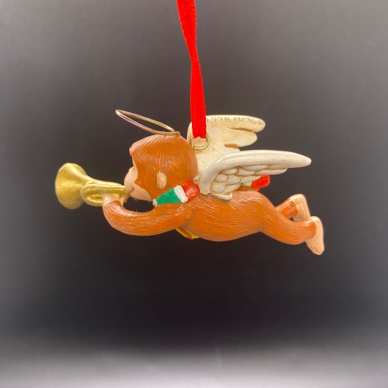 Curious George Angel Monkey Flying With Present Horn Vintage 1998 Hmco ...