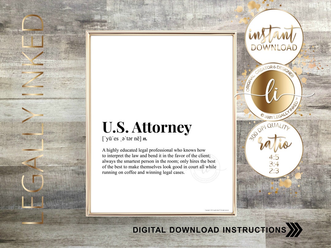 U.S. Attorney Definition Law Office Décor Legal Humor Law Prints ...