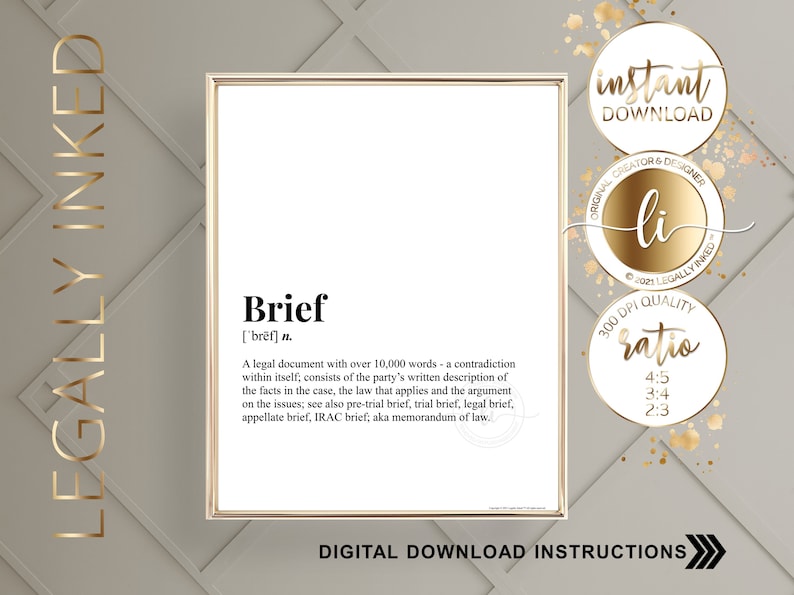 Brief Definition Legal Humor Law Prints Justice Art - Etsy