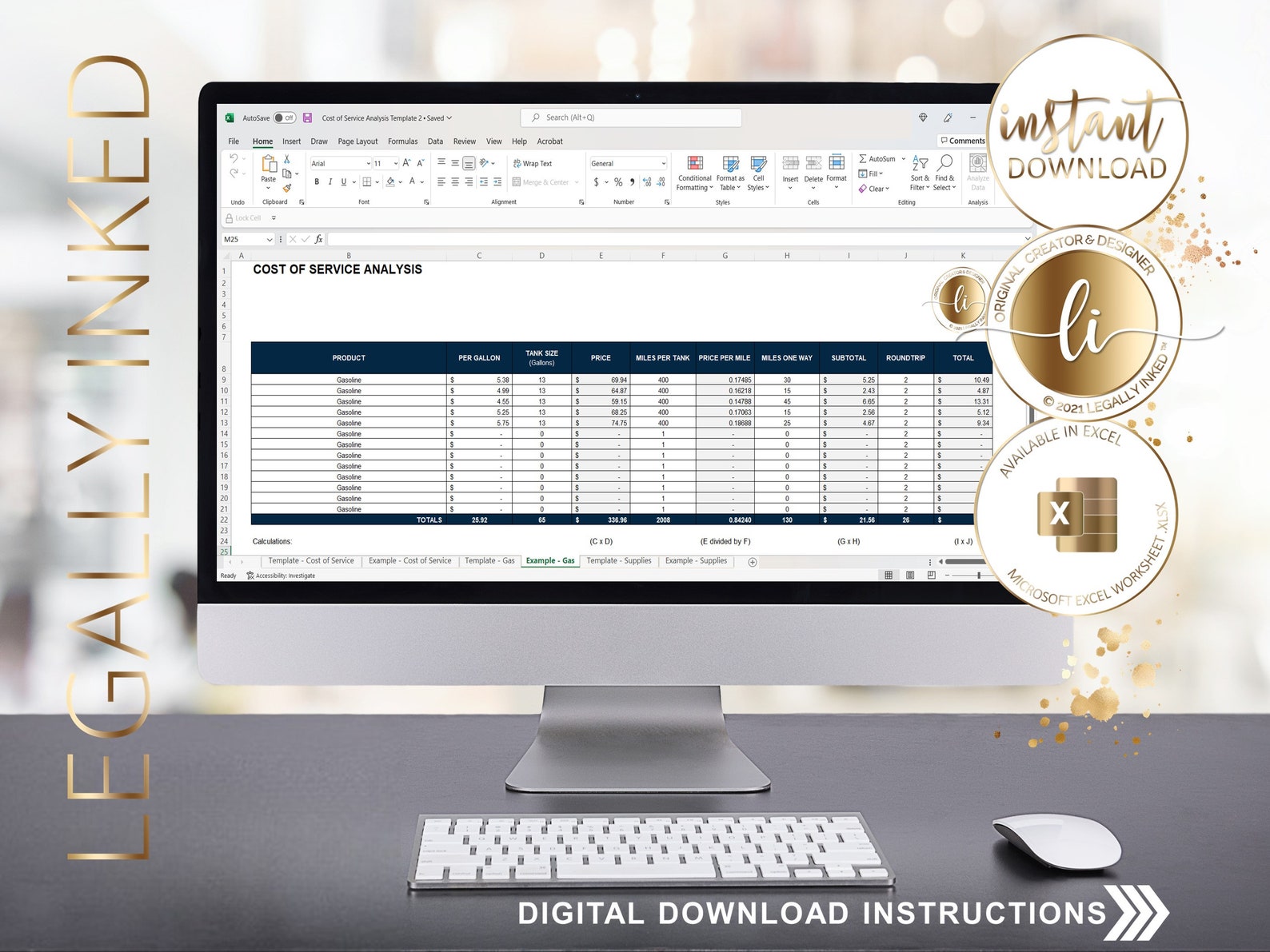 Cost of Service Analysis | Excel Template | Legal | Notary Loan Signing ...