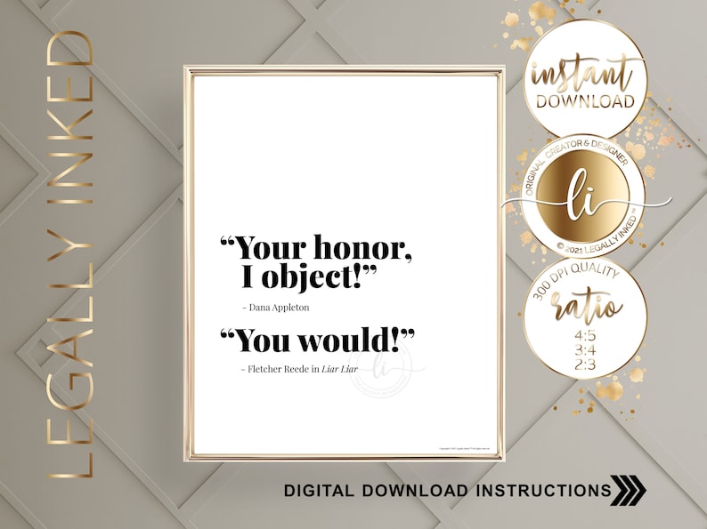 Your Honor I Object | Law Office Décor | Legal Humor | Law Prints ...