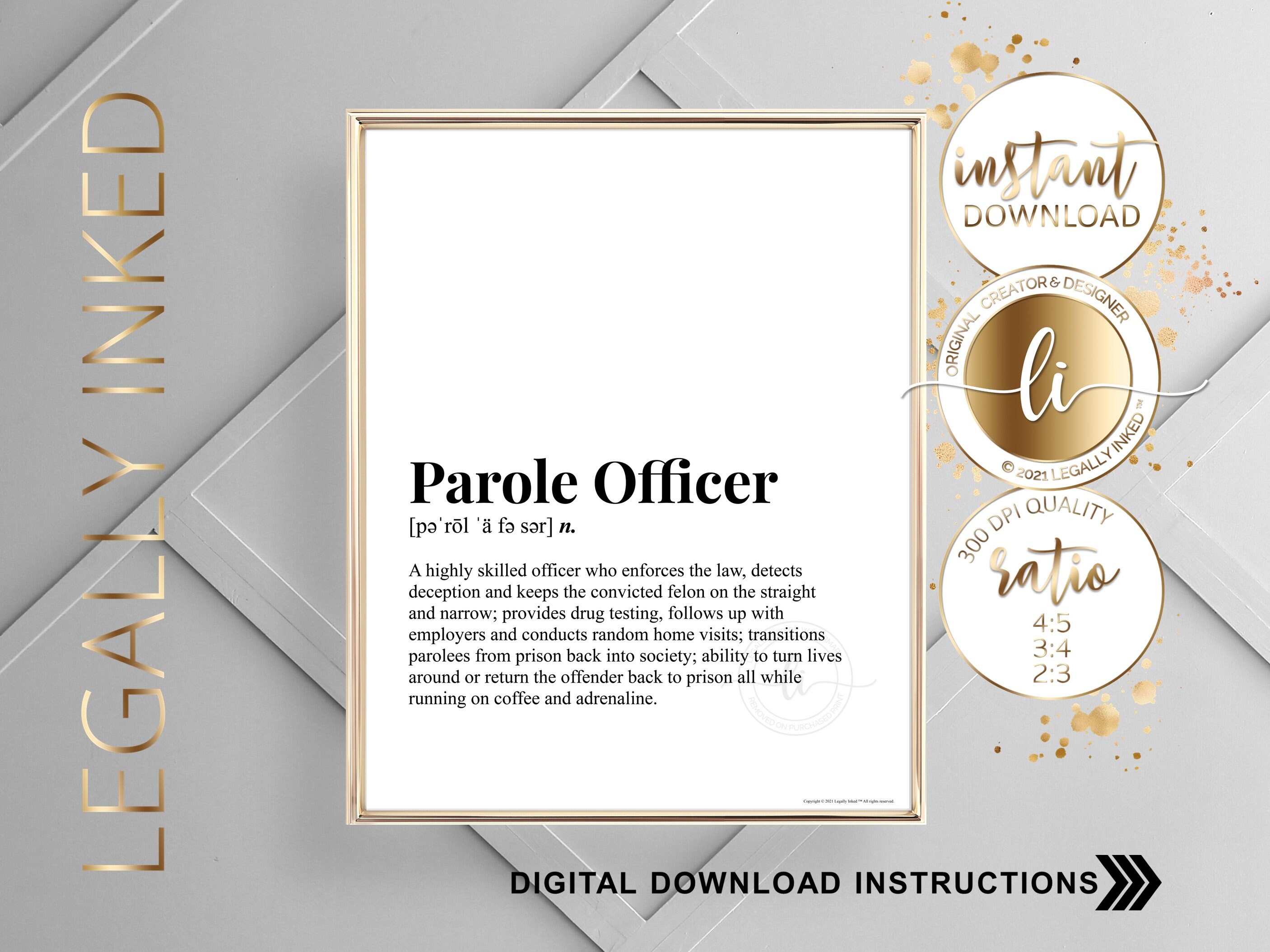 Parole Officer Definition | Law Office Décor | Legal Humor | Law Prints ...