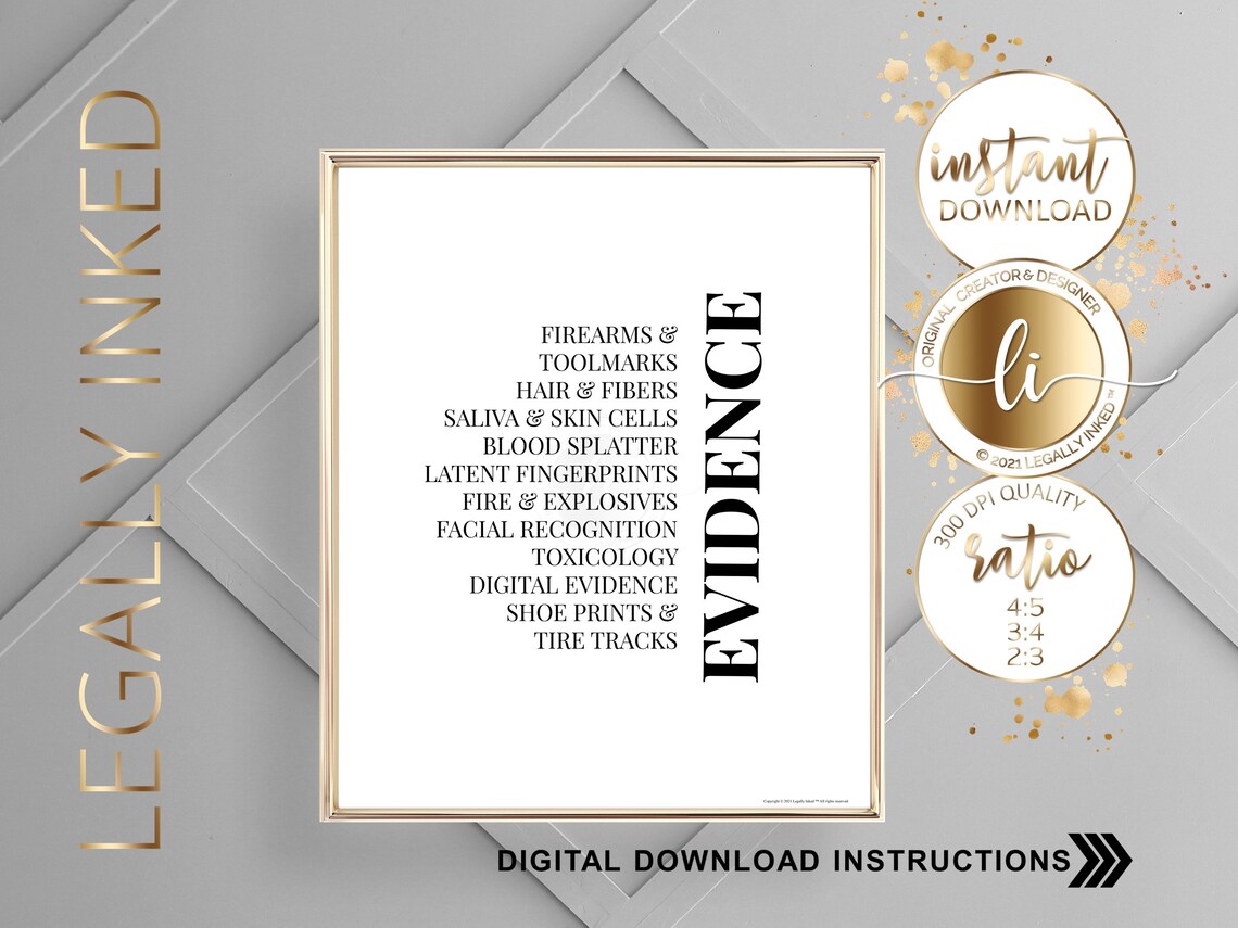 Evidence | Law Office Décor | Legal Humor | Law Prints | Justice Art ...