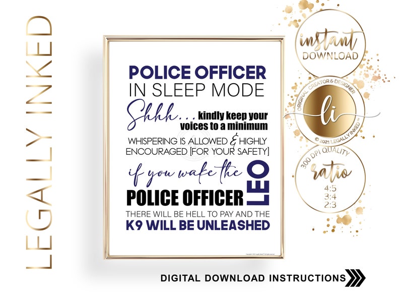Police Officer Quiet Zone | Law Office Décor | Legal Humor | Law Prints ...