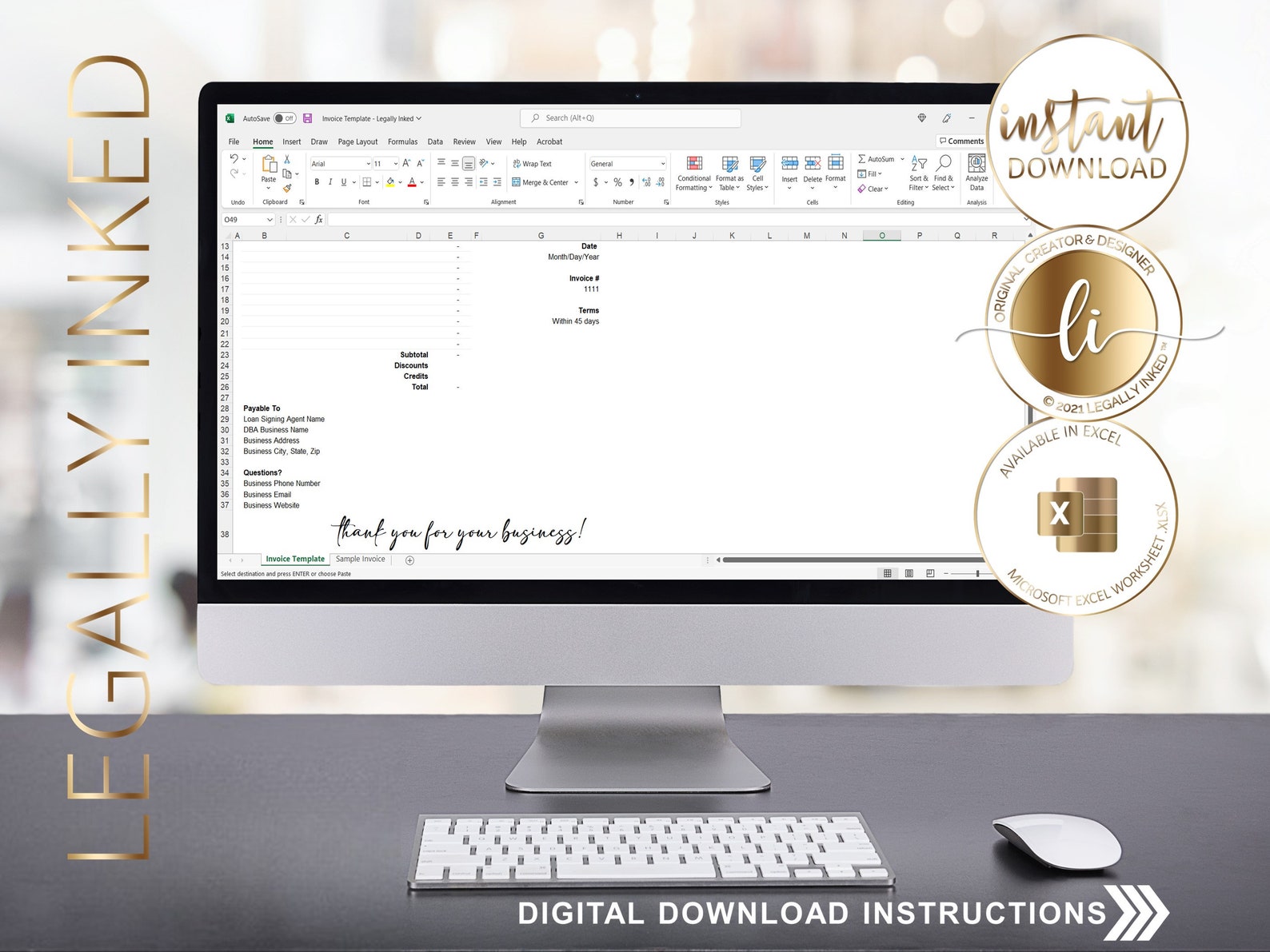 Loan Signing Agent Invoice | Excel Template | Law Office Décor | Legal ...