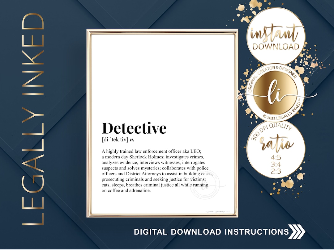 Detective Definition | Law Office Décor | Legal Humor | Law Prints ...