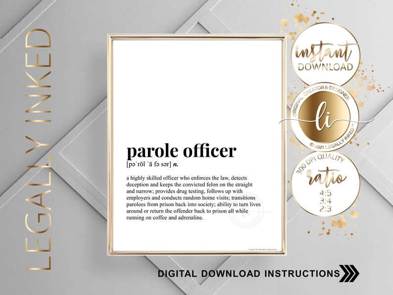 Parole Officer Definition | Law Office Décor | Legal Humor | Law Prints ...
