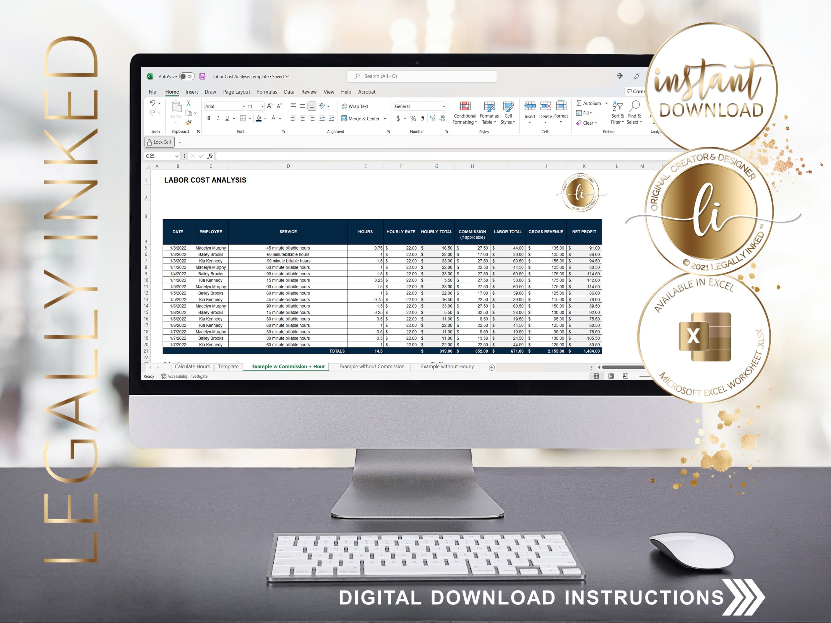 Labor Cost Analysis | Excel Template | Law Office | Legal | Business ...