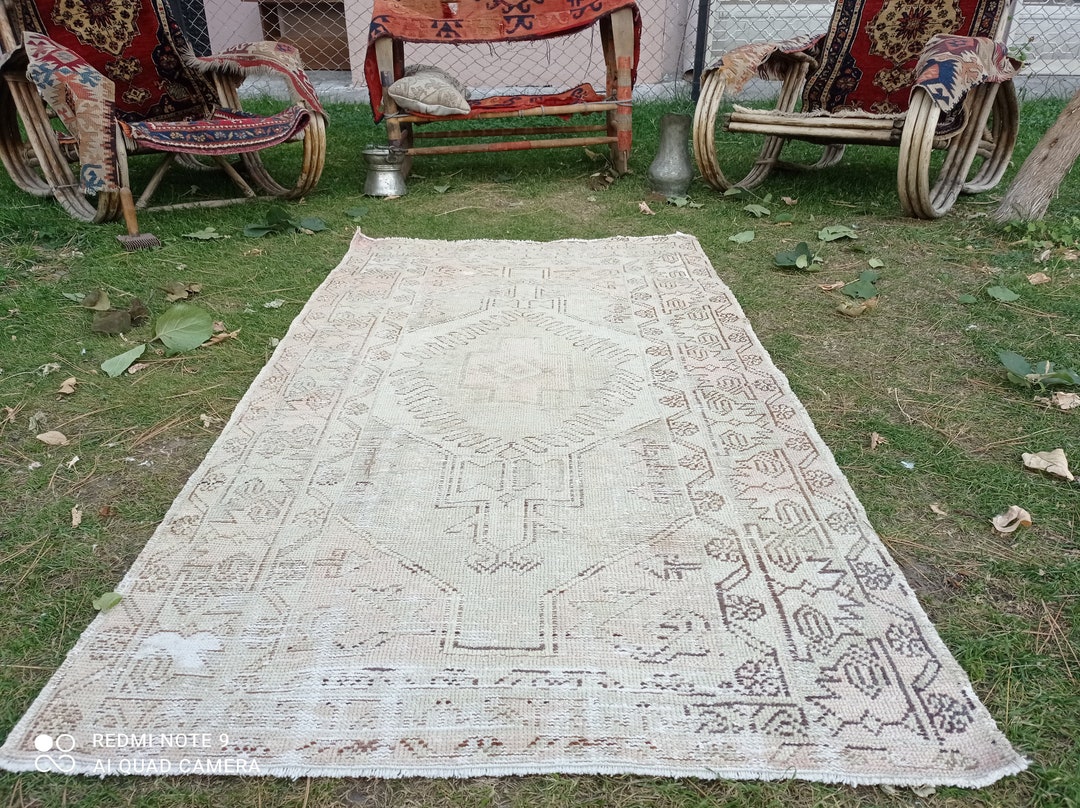 Beige Saloon Rug, 3x6 Handmade Rug, Muted Rug, Turkish Rug, Anatolian ...