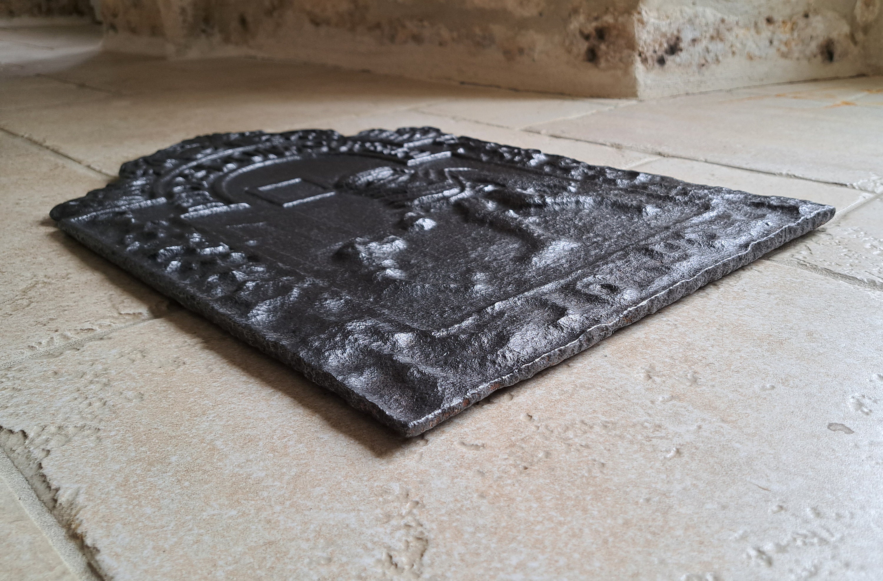 Very Beautiful, Heavy, Antique, French, Cast Iron, Fire Back Plate ...