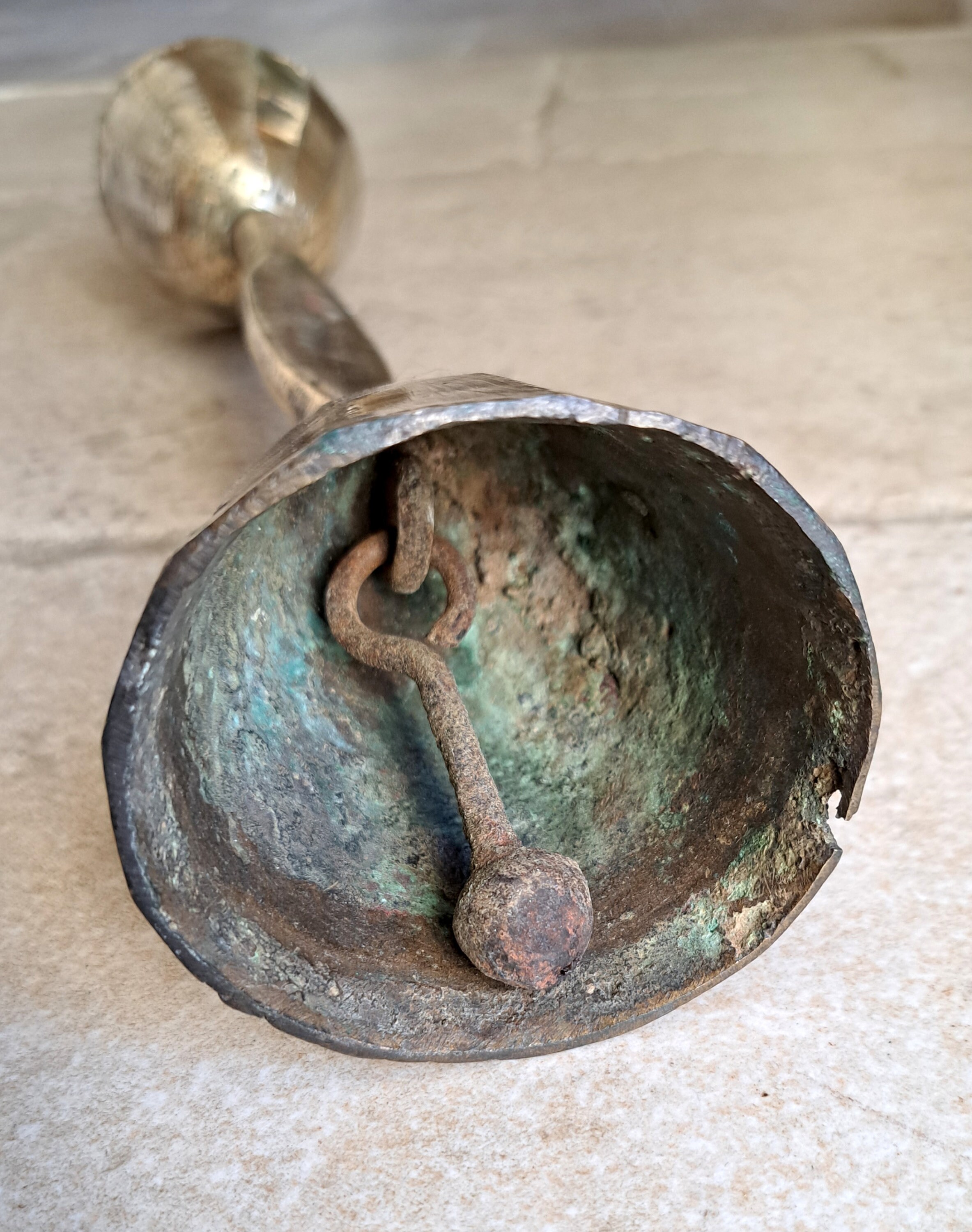 Very Beautiful, Rare, Antique, French, Solid Bronze, Double, Hand Bell ...
