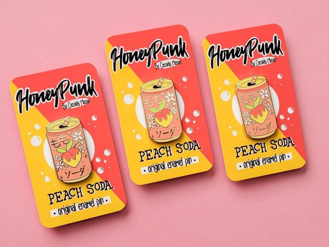 Peach Soda Japanese Soda Enamel Pins, Ramune Soda Pin, Enamel Pin ...