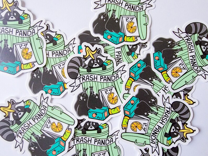 Trash Panda Cute Raccoon Stickers, Die Cut Skateboard Stickers, Laptop ...