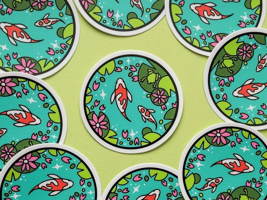 Koi Pond Stickers, Die Cut Skateboard Stickers, Laptop Sticker Decal ...