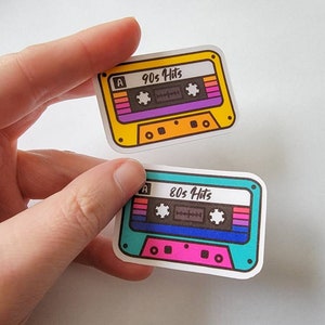 80s Hits & 90s Hits Retro Cassette Vinyl Stickers, Die Cut Skateboard ...