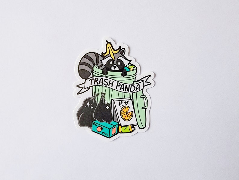 Trash Panda Cute Raccoon Stickers, Die Cut Skateboard Stickers, Laptop ...