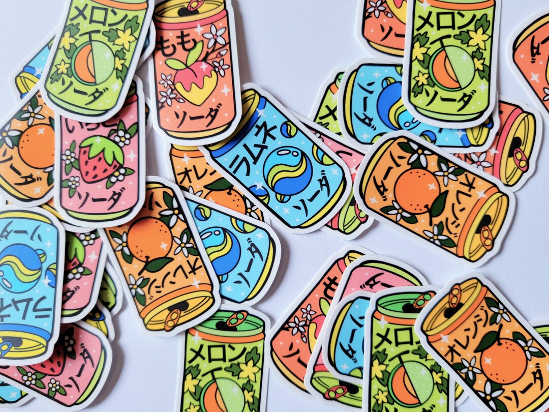 Cute Japanese Soda Can Stickers, Die Cut Skateboard Stickers, Laptop ...