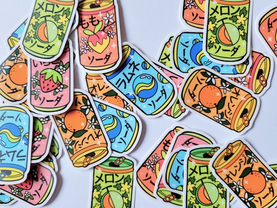 Cute Japanese Soda Can Stickers Die Cut Skateboard Stickers - Etsy