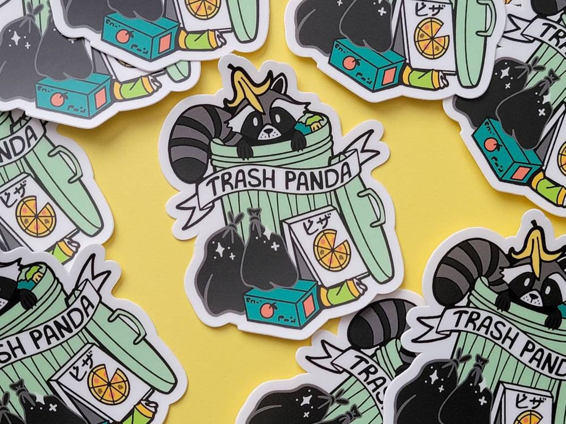 Trash Panda Cute Raccoon Stickers, Die Cut Skateboard Stickers, Laptop ...