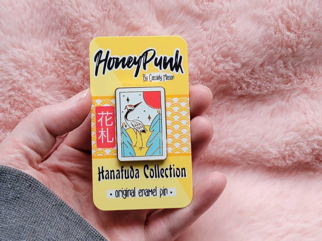 Koi-koi Hanafuda Card-style Cute Hard Enamel Pin - Gold Japanese Enamel ...