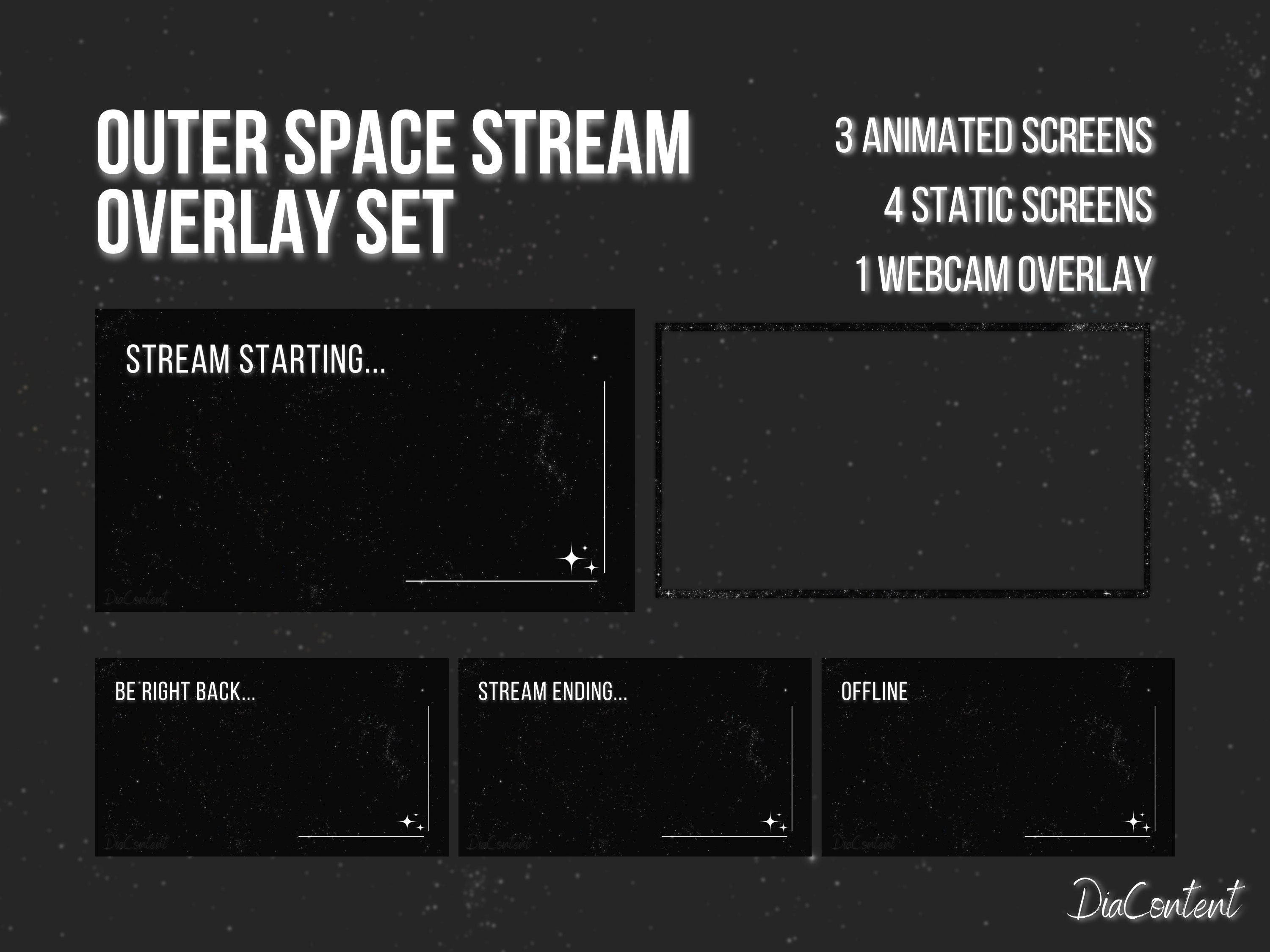 ANIMATED Outer Space Twitch Overlay | Stars, Galaxy, Black & White ...