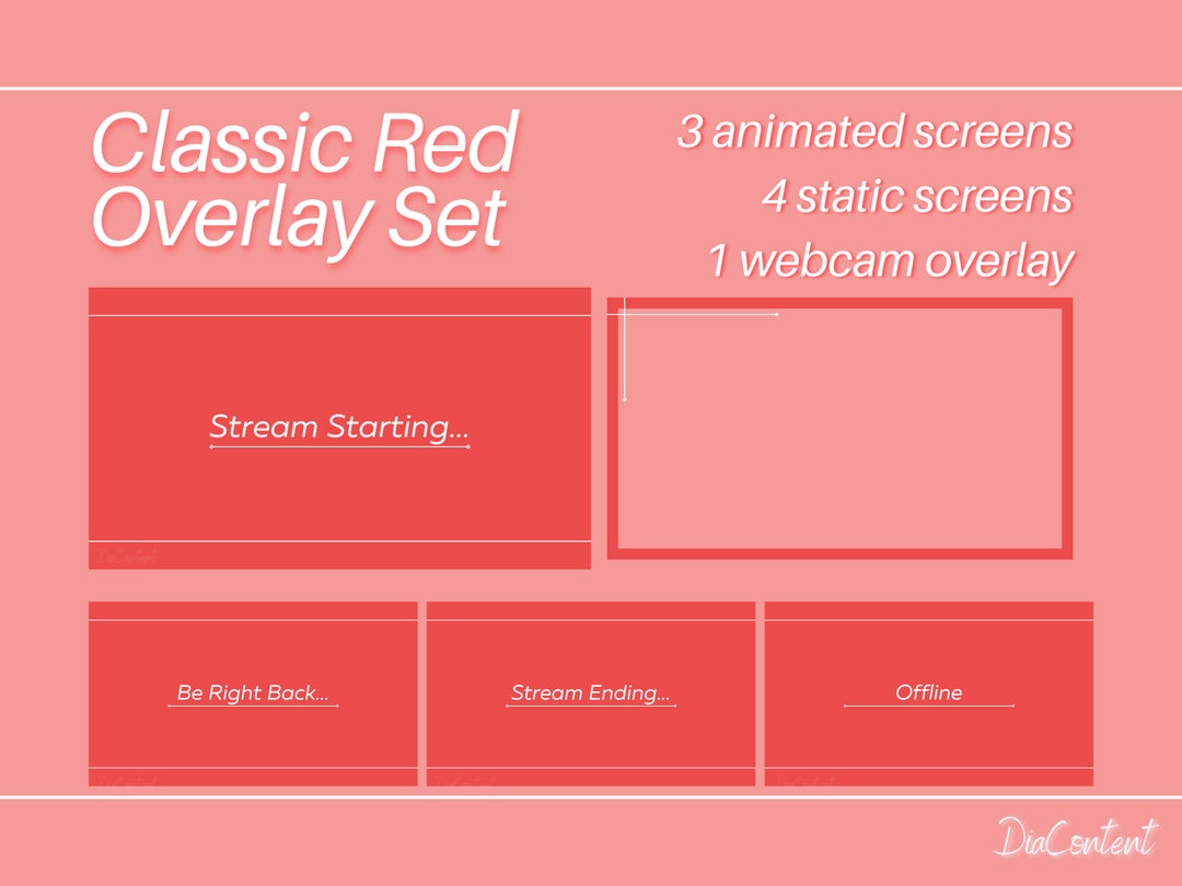 ANIMATED Classic Red Overlay Set | Simple, Red & White Twitch Stream ...