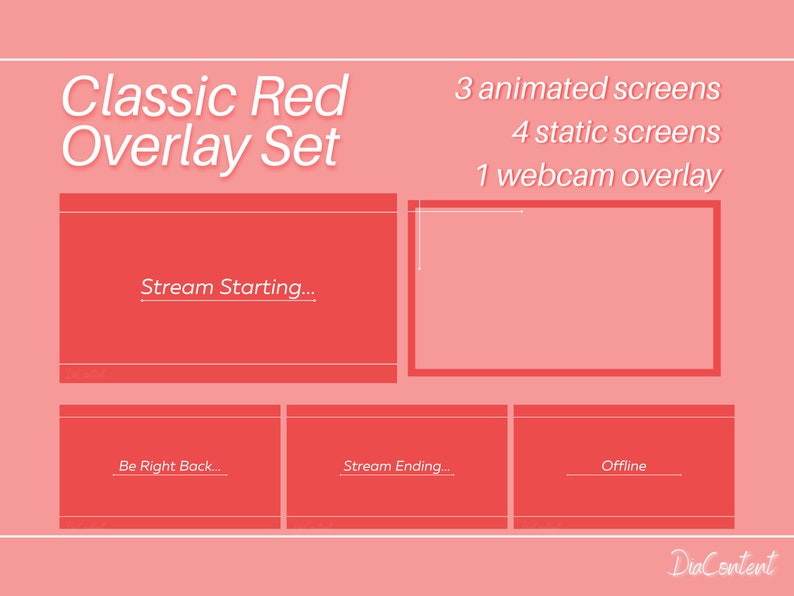 ANIMATED Classic Red Overlay Set | Simple, Red & White Twitch Stream ...
