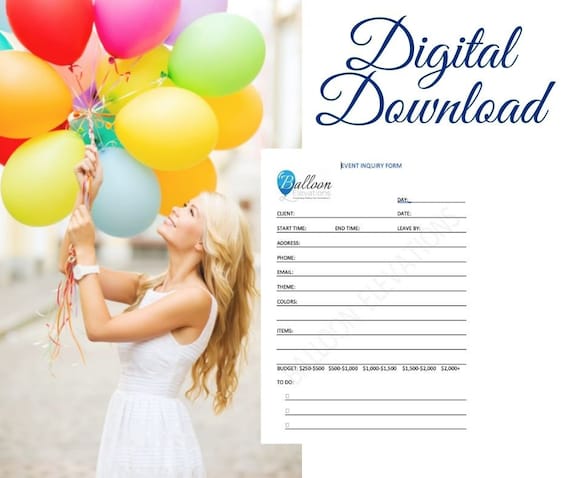 Balloon Decor Event Inquiry Form / Balloon Inquiry Template / - Etsy
